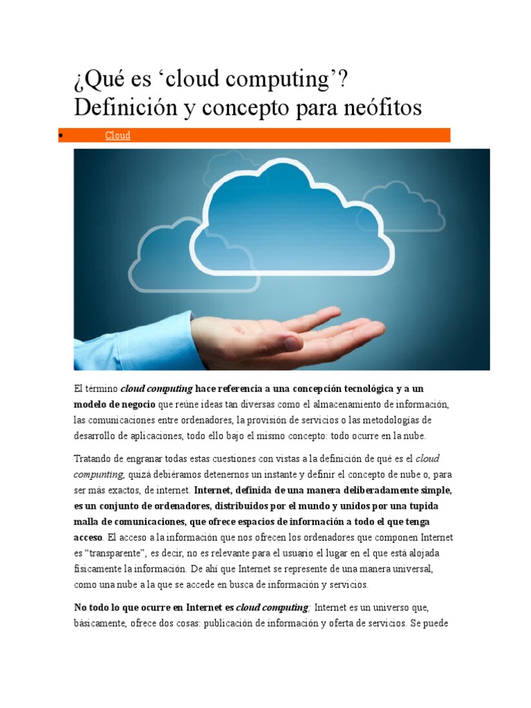 Introducción al Cloud Computing: Conceptos Clave | PDF | Plataforma ...