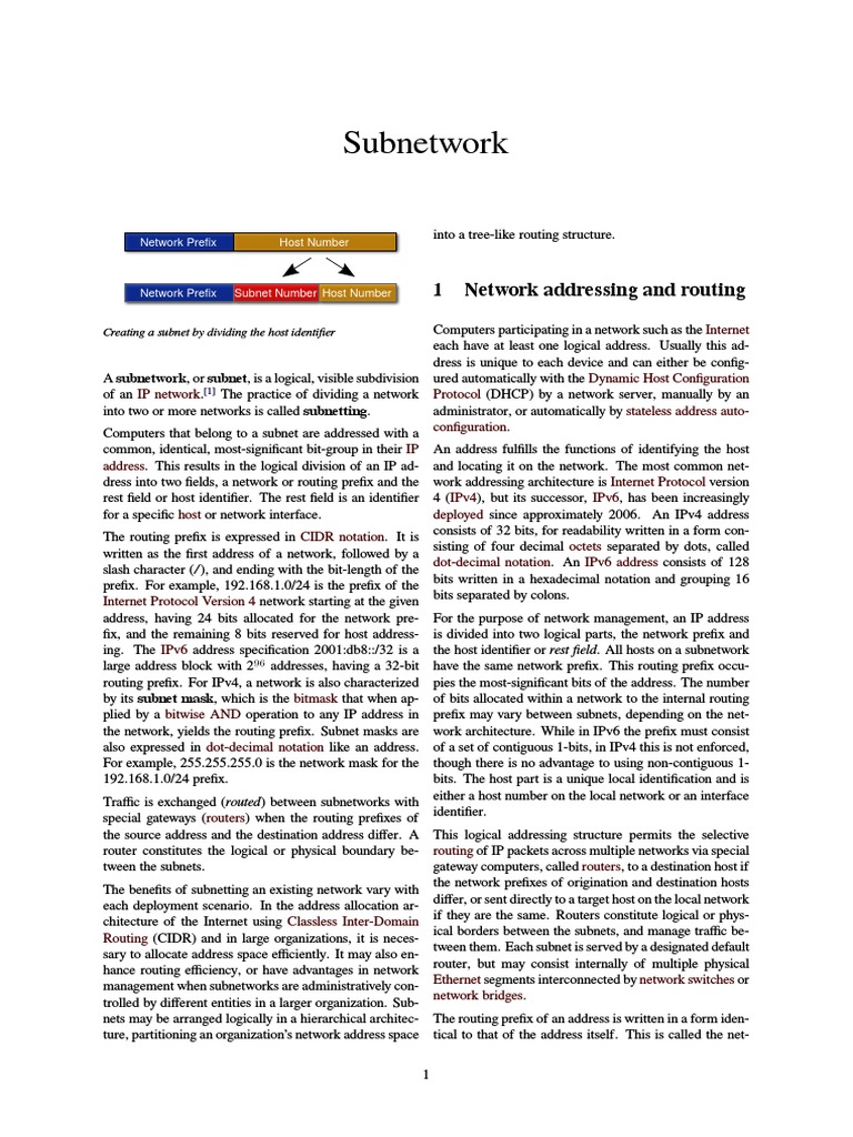 Subnetwork: 1 Network Addressing and Routing | PDF | I Pv6 | Ip Address