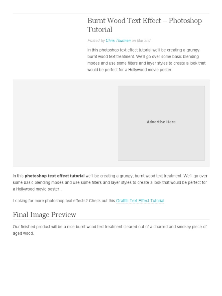 Burnt Wood Text Effect - Photoshop Tutorial | PDF | Adobe Photoshop ...