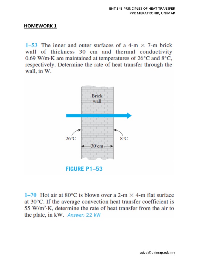 Heat Transfer Principles Homework 1 | PDF | Science & Mathematics