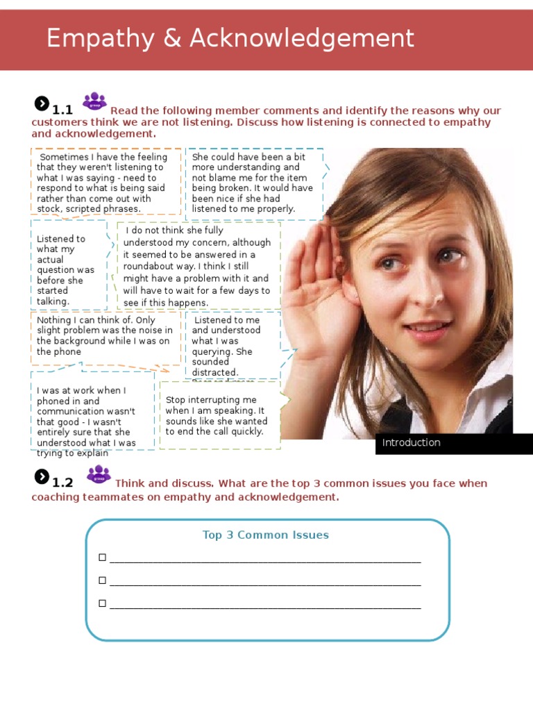 Empathy and Acknowledgement | PDF | Empathy | E Bay