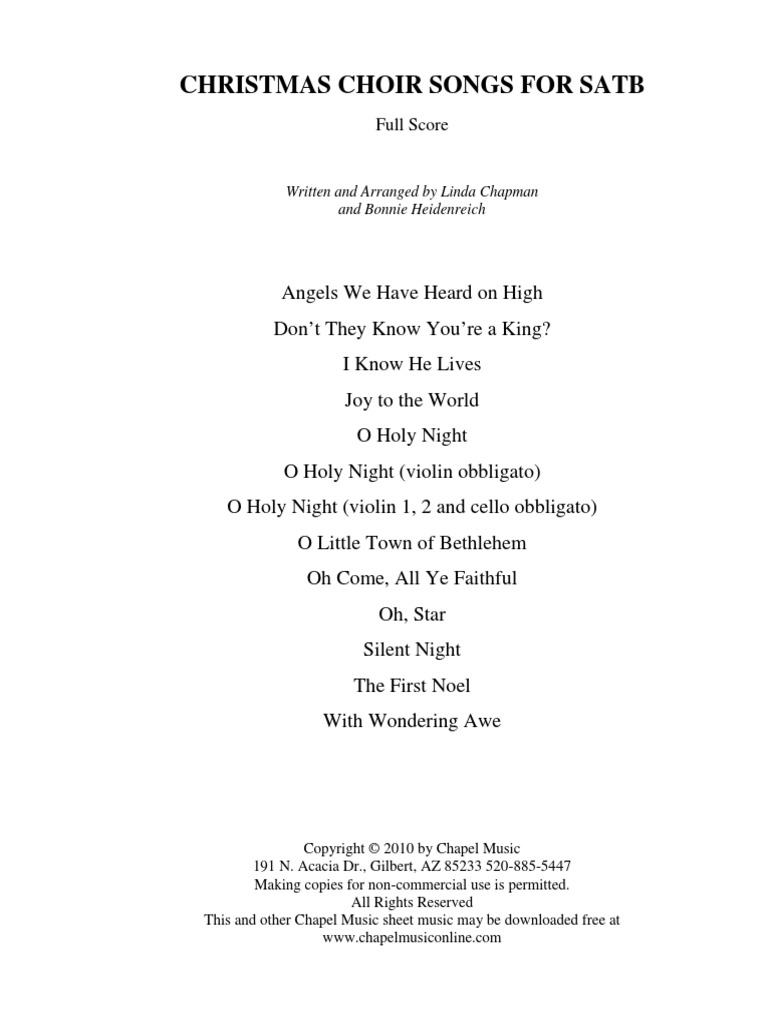 Christmas Choir Songs For Satb | PDF | Christmas | Leisure