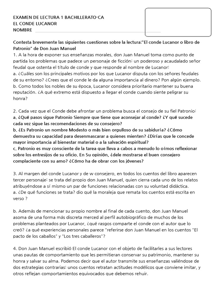 Examen sobre El Conde Lucanor | PDF | Diablo | Religión y creencia