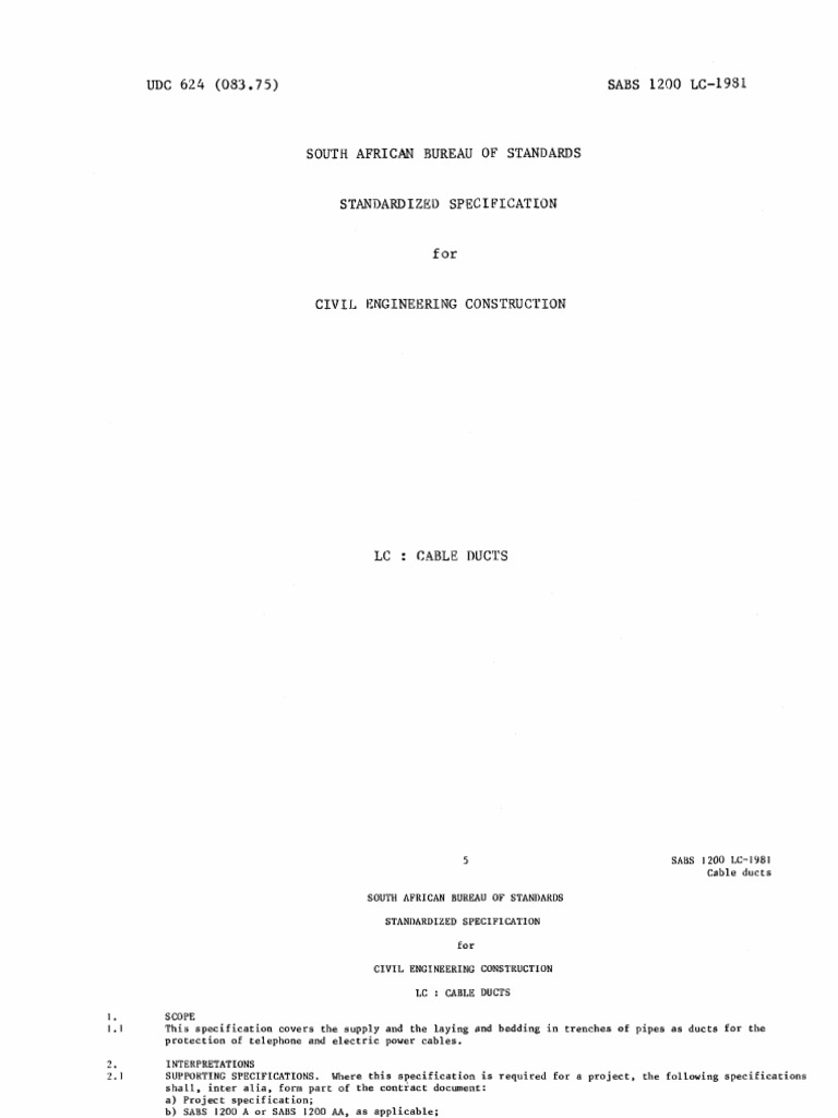 SABS 1200 LC-1981 | Cable | Specification (Technical Standard)