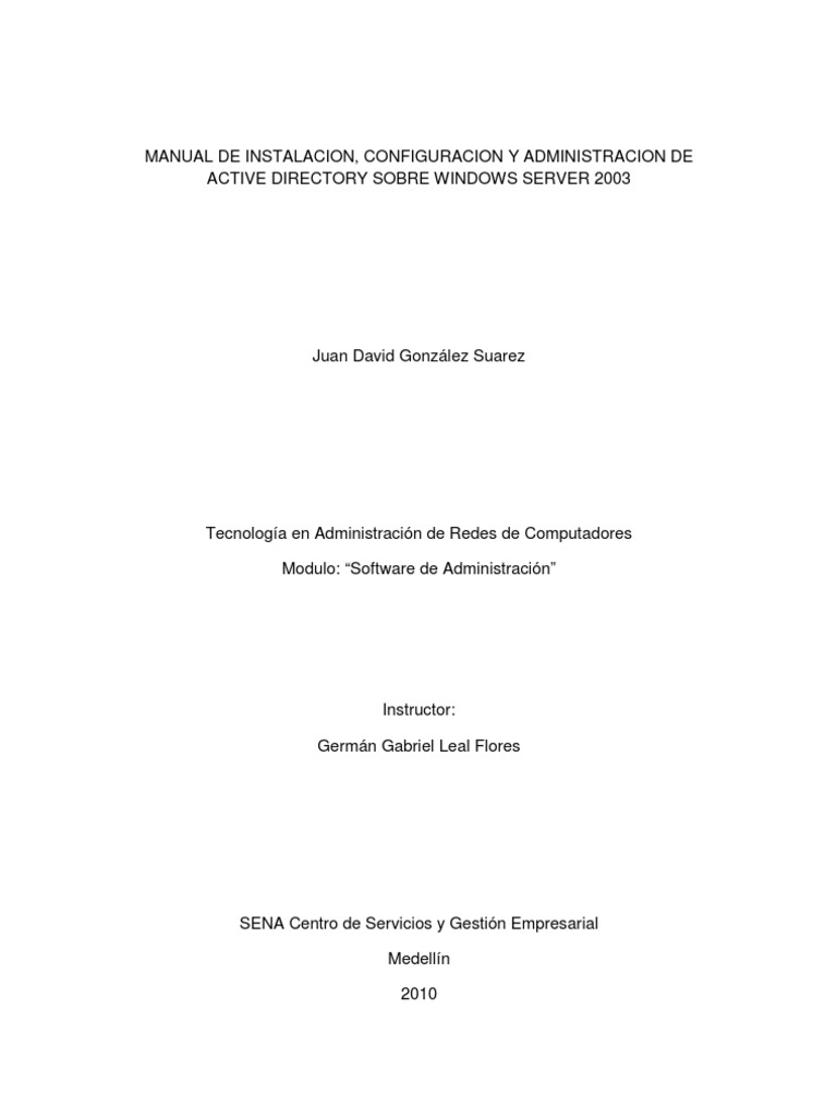 Manual de Directorio Activo | PDF | Directorio Activo | Red de arquitectura