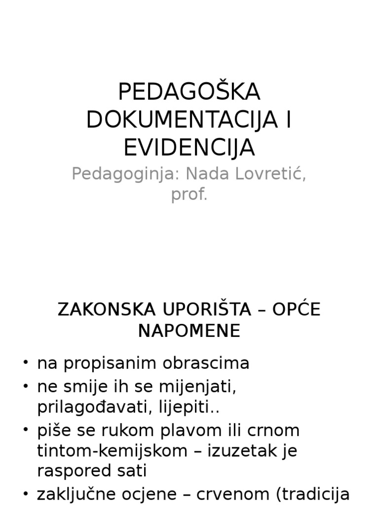 Pedagoska Dokumentacija | PDF