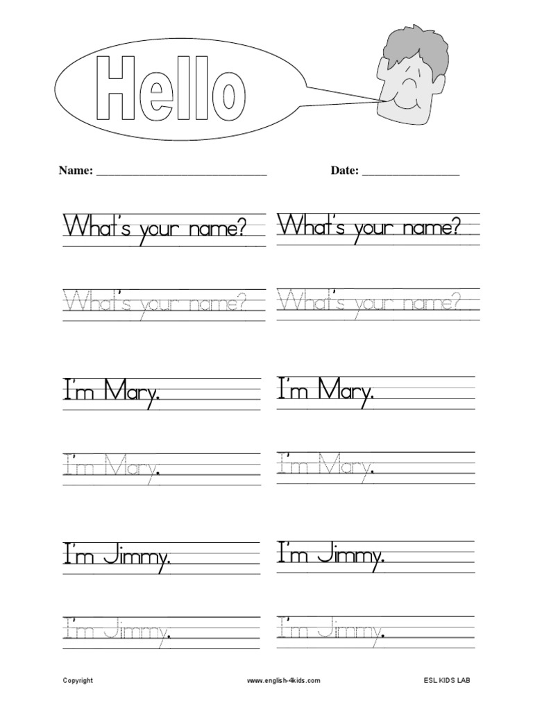 Name: - Date: - : Esl Kids Lab | PDF | Language Arts & Discipline