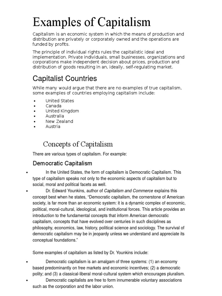 Examples of Capitalism | PDF | Capitalism | Communism