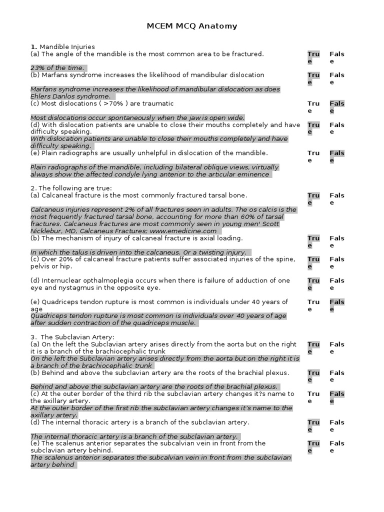 MCEM Anatomy MCQ PDF | PDF | Vertebral Column | Common Carotid Artery