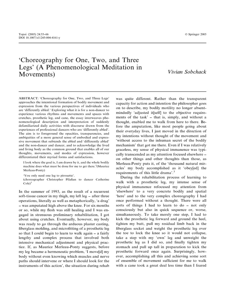 Choreography For One, Two, and Three Legs | PDF | Prosthesis ...