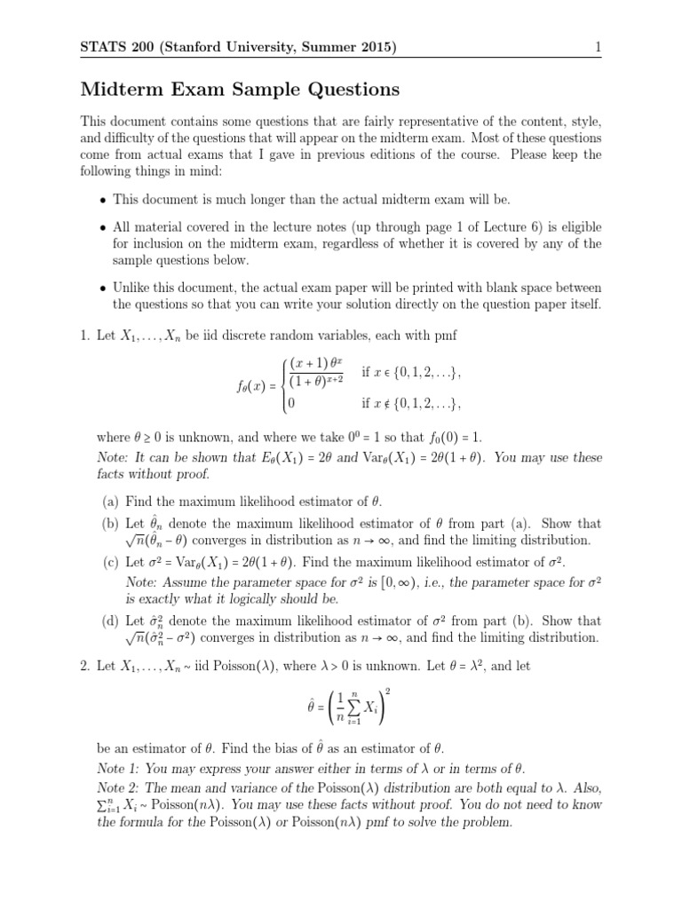 Stanford Stats 200 | Download Free PDF | Poisson Distribution ...