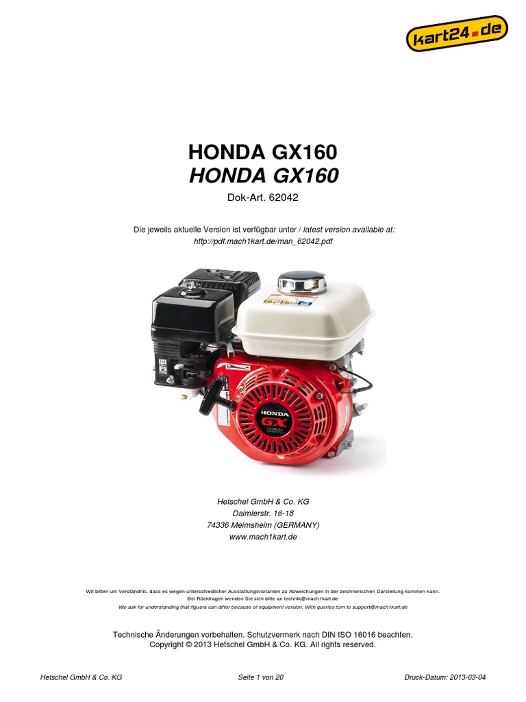Honda Engine GX160 | PDF