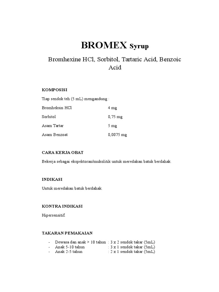 Brosur BROMEX Syrup | PDF