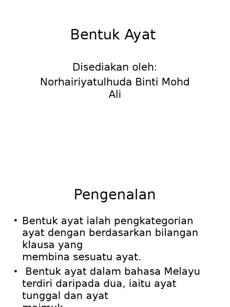 Bentuk Ayat | PDF