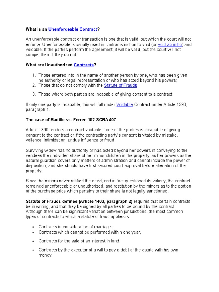 Unenforceable Contract | Parol Evidence Rule | Comparative Law