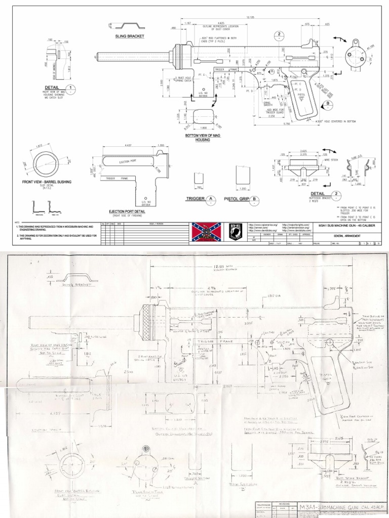 M3A1 Submachine Gun Blueprint