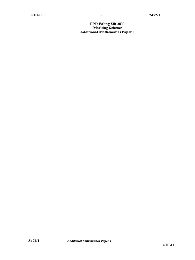 Add Math Marking Scheme | PDF | Teaching Mathematics
