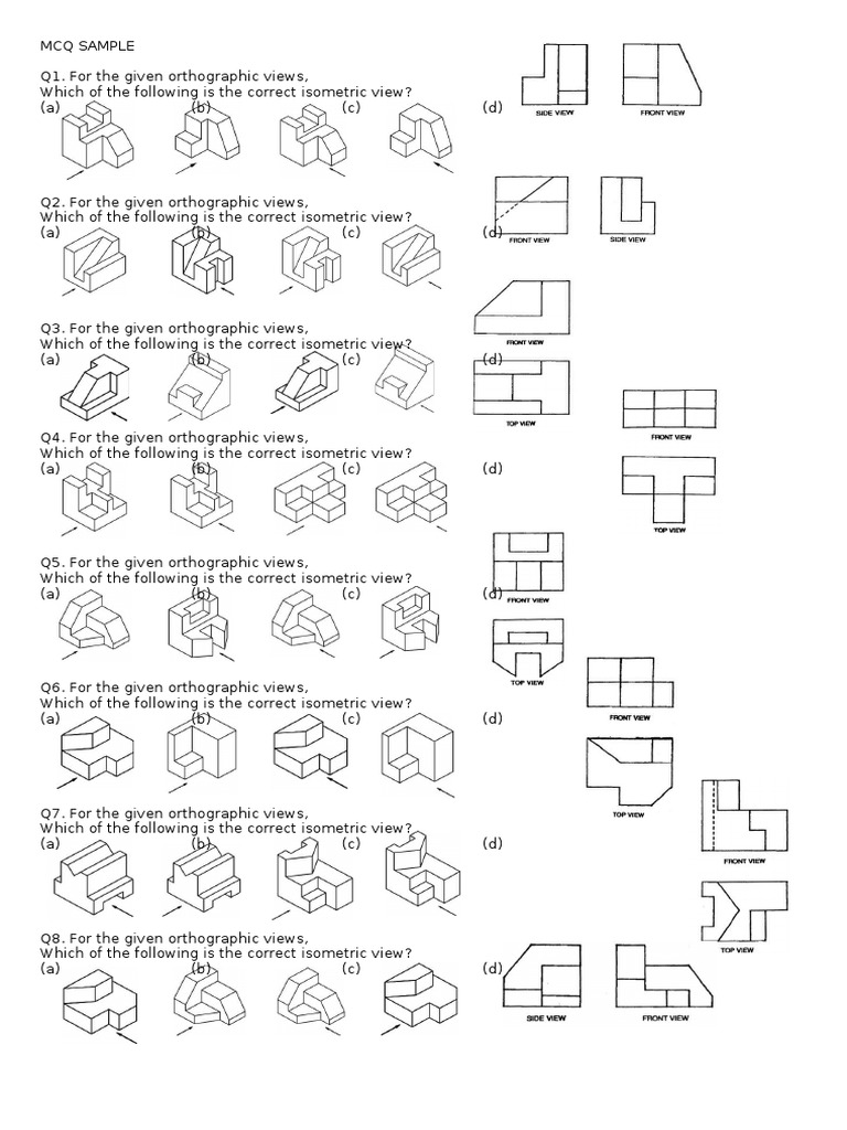 MCQ SAMPLE For Engineering Graphics | PDF | Cartesian Coordinate System ...
