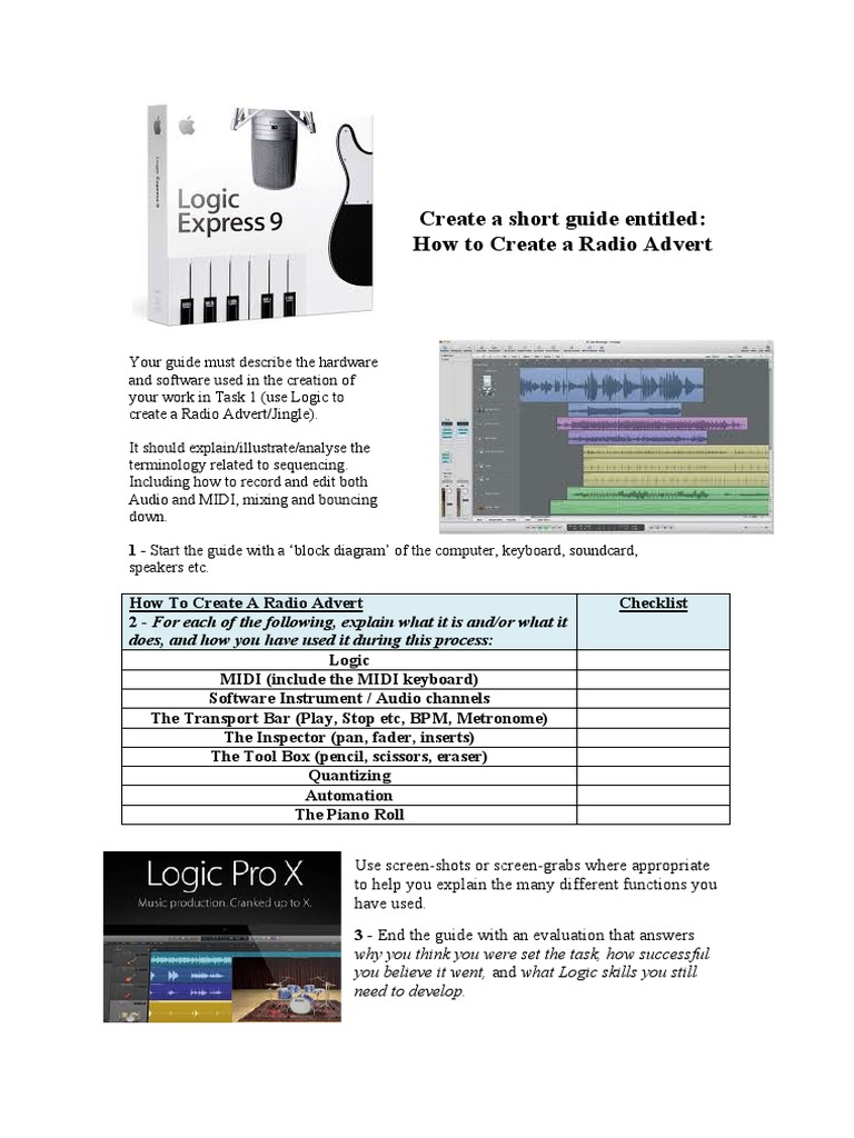 Create A Short Guide To Logic | PDF | Sound | Music Technology