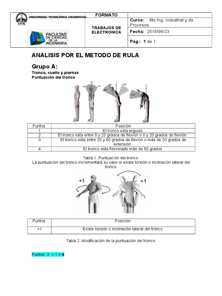 Analisis Por El Metodo de Rula | PDF | Factores humanos y ergonomía