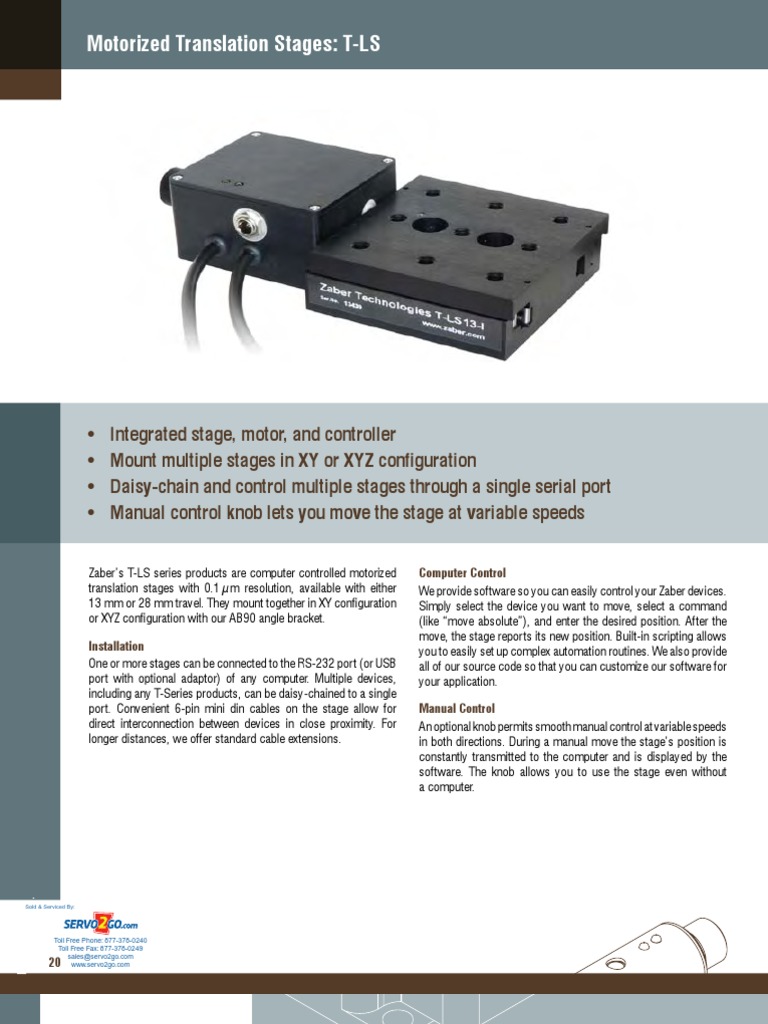 Zaber T-LS Spec Sheet | Download Free PDF | Network Topology | Digital Technology