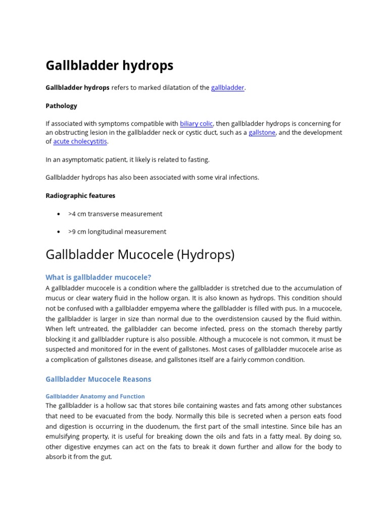 Gallbladder Hydrops | PDF | Gallbladder | Digestive System