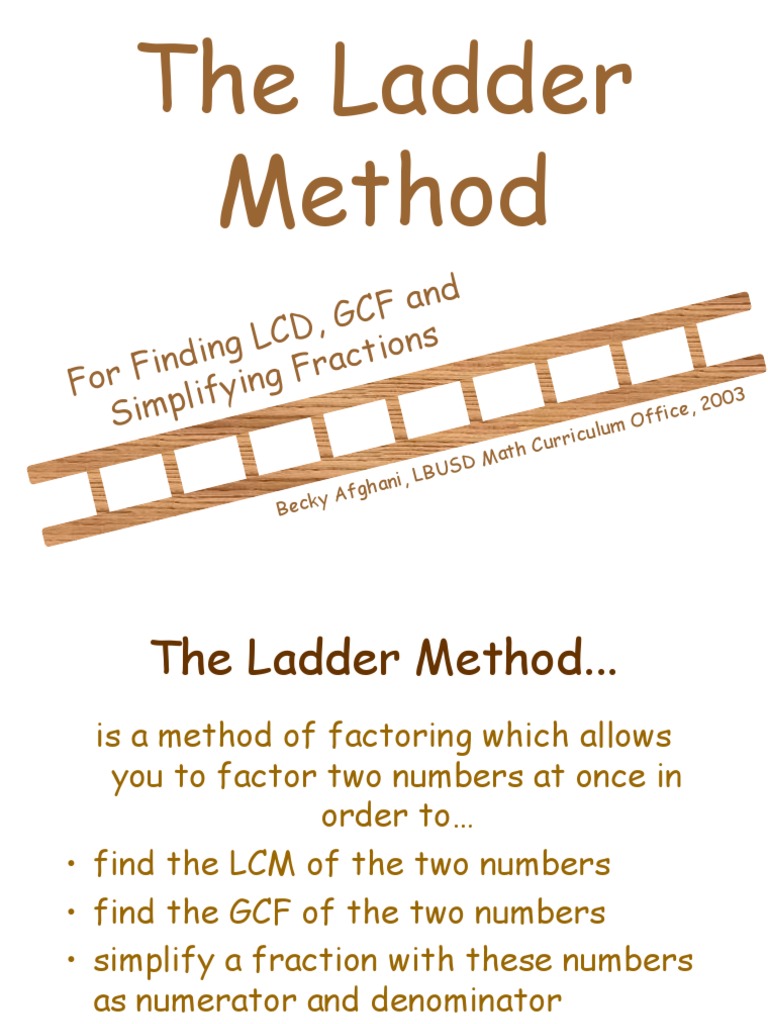 Ladder for Gcf Lcm Simp Frac | Fraction (Mathematics) | Algebra | Free ...
