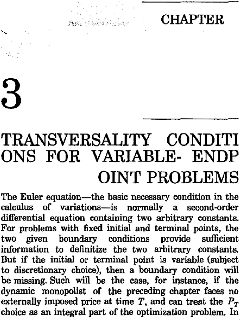 Chiang Chap 3. Transversality Conditions For Variable-Endpoint Problems | PDF | Profit ...