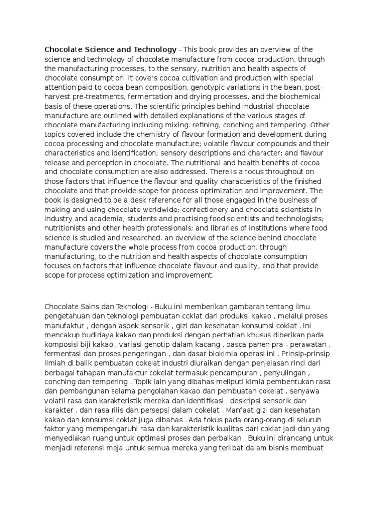 Chocolate Science and Technology | PDF | Chocolate | Food And Drink