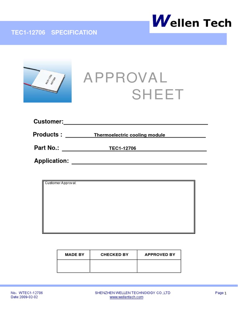 Thermoelectric Module TEC1-12706 | PDF | Thermocouple | Power Supply