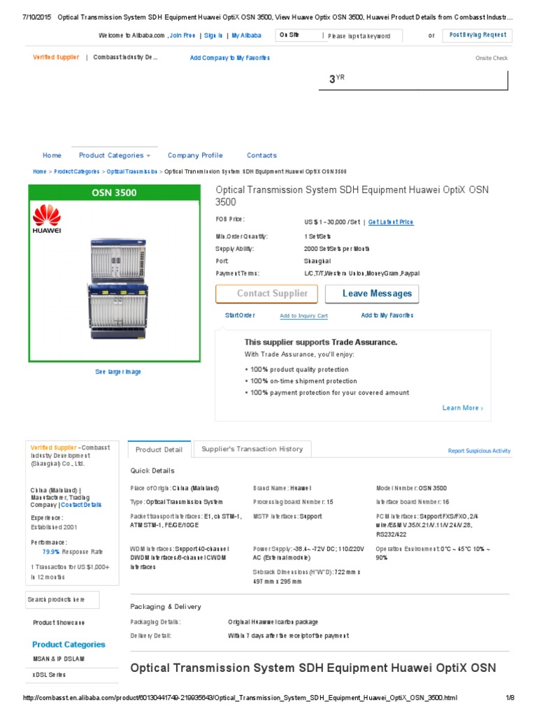 Huawei OptiX OSN 3500 SDH Equipment | PDF | Wavelength Division ...