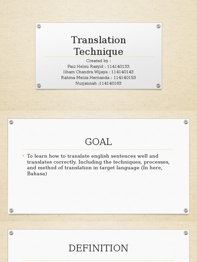 Translation Techniques Overview | PDF | Translations | Phrase