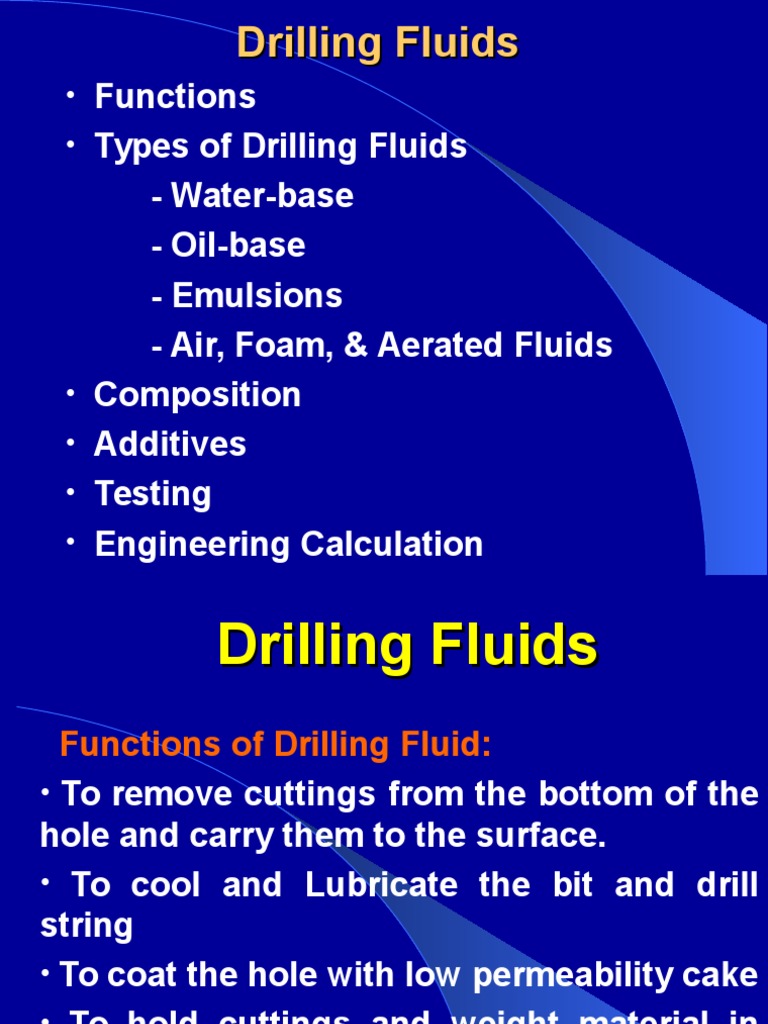 Functions and Types of Drilling Fluids | PDF | Chemical Substances ...