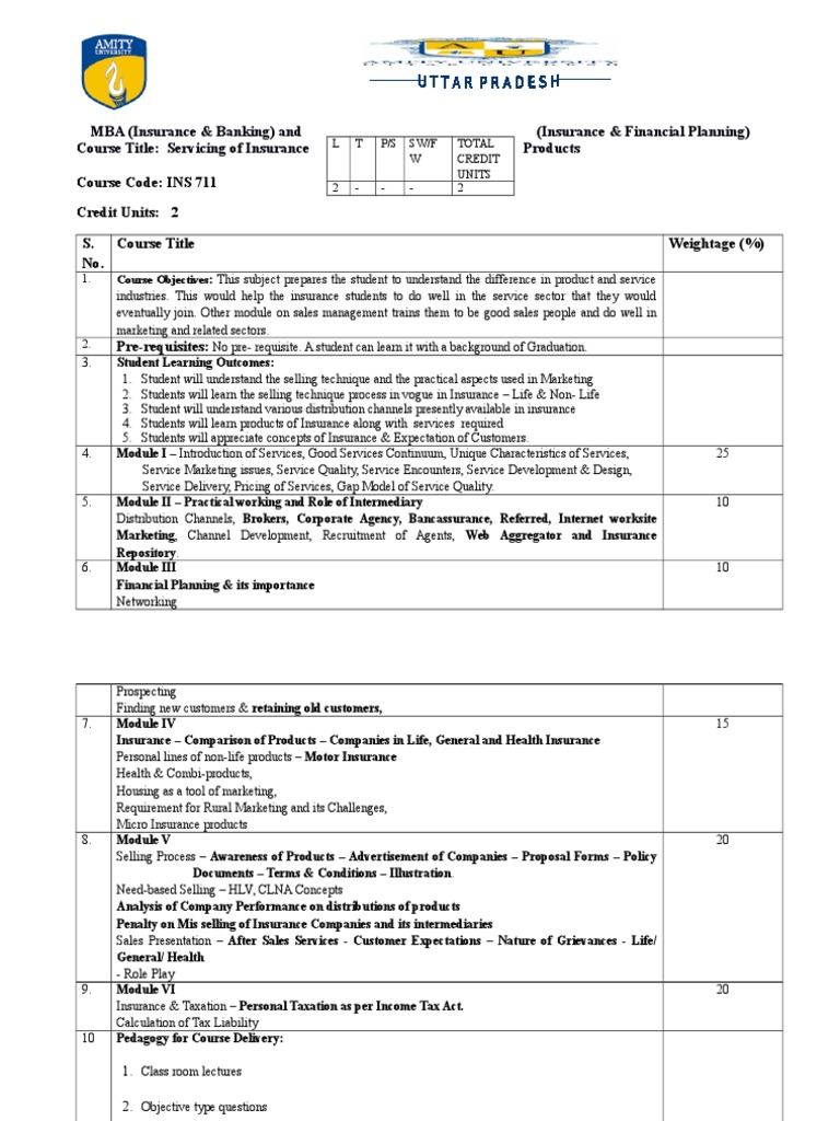 MBA (Insurance & Banking) and (Insurance & Financial Planning) Course ...