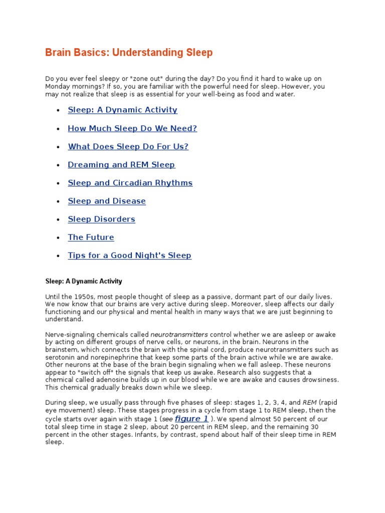 Brain Basics: Understanding Sleep: Sleep: A Dynamic Activity | PDF ...