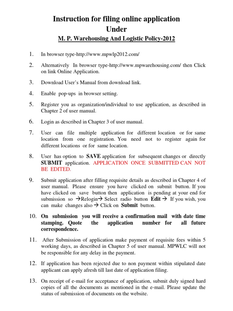 Instructions For Application Form | PDF | Mail | Websites