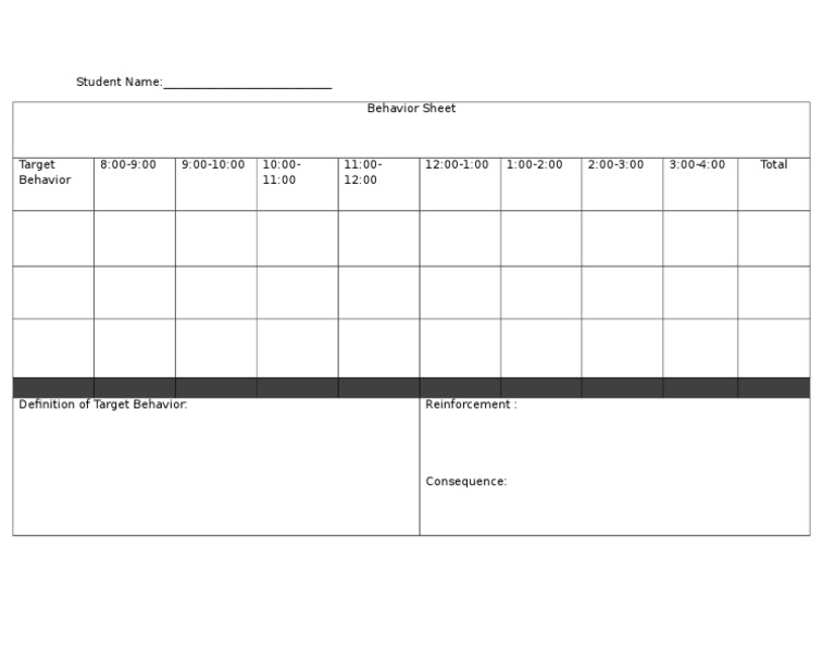 Student Behavior Tracking Sheet | PDF
