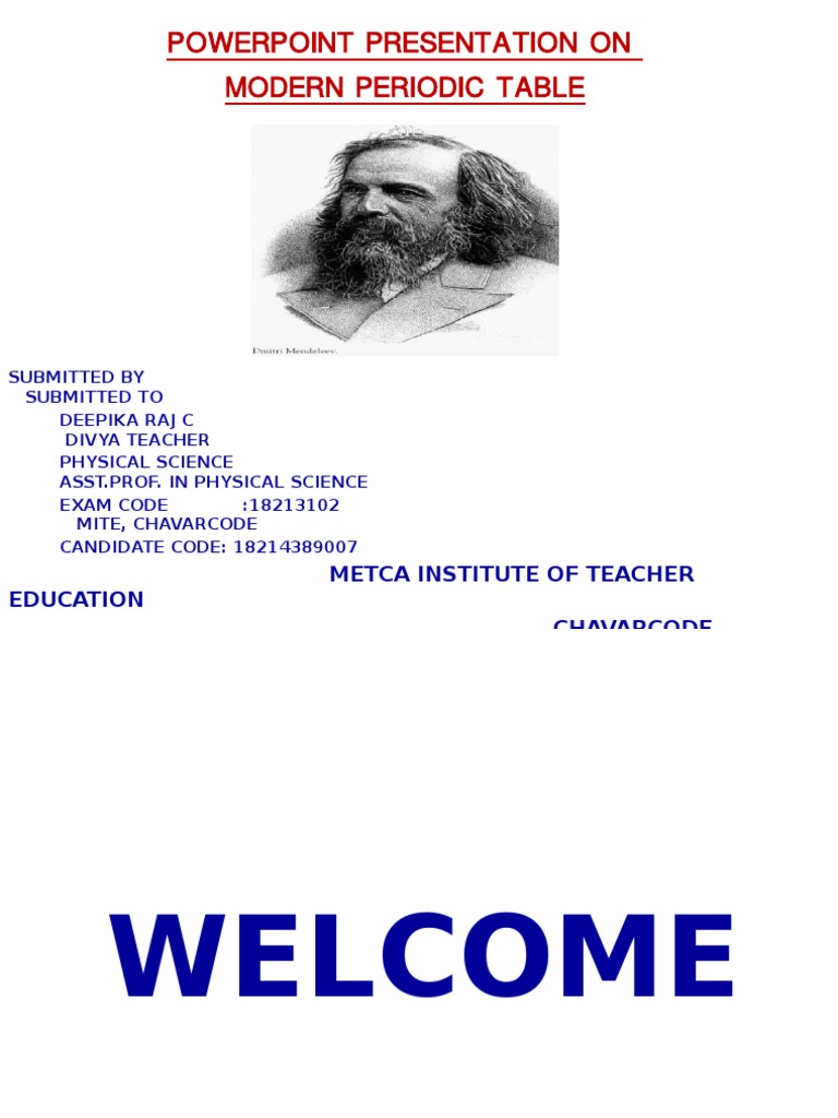 Powerpoint Presentation On Modern Periodic Table | PDF | Chemical ...