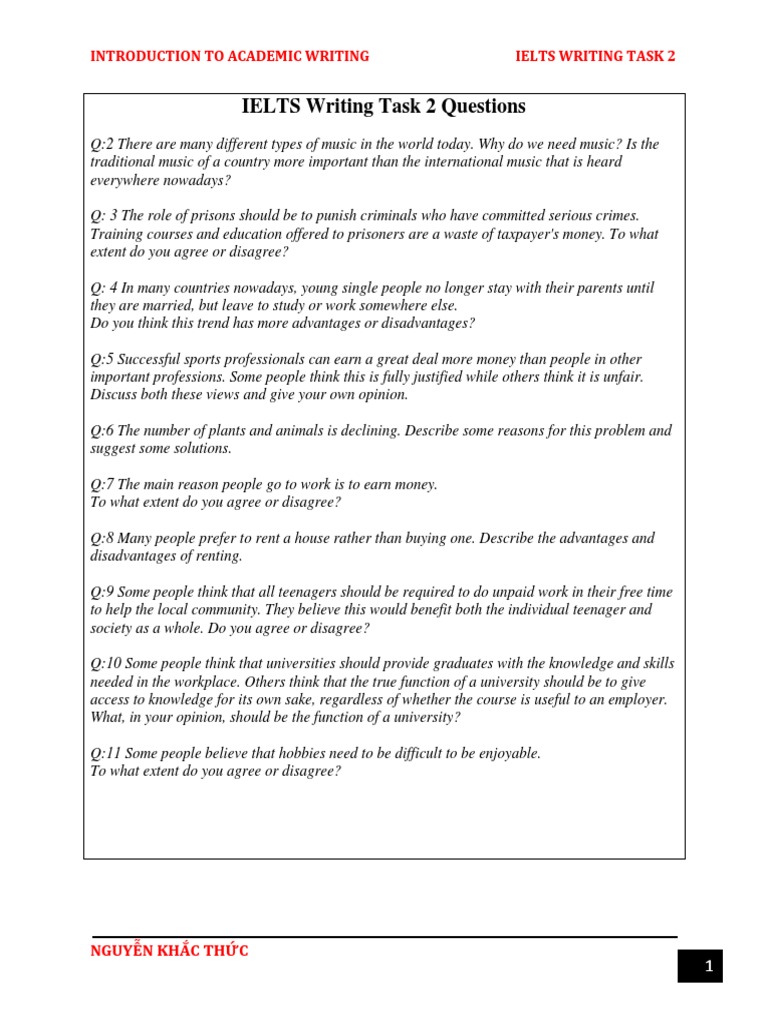IELTS Writing Task 2 Questions | Download Free PDF | Reason | Cognition