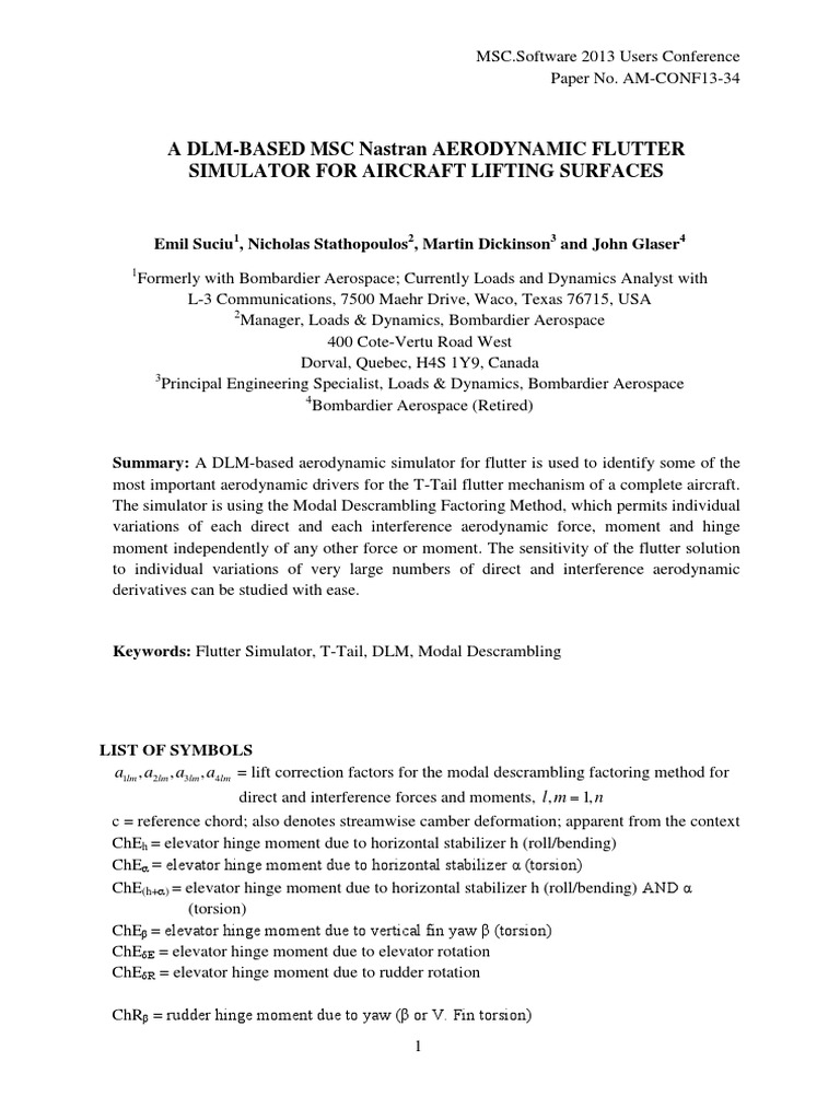 Paper - A DLM-Based MSC Nastran Aerodynamic Flutter Simulator For ...