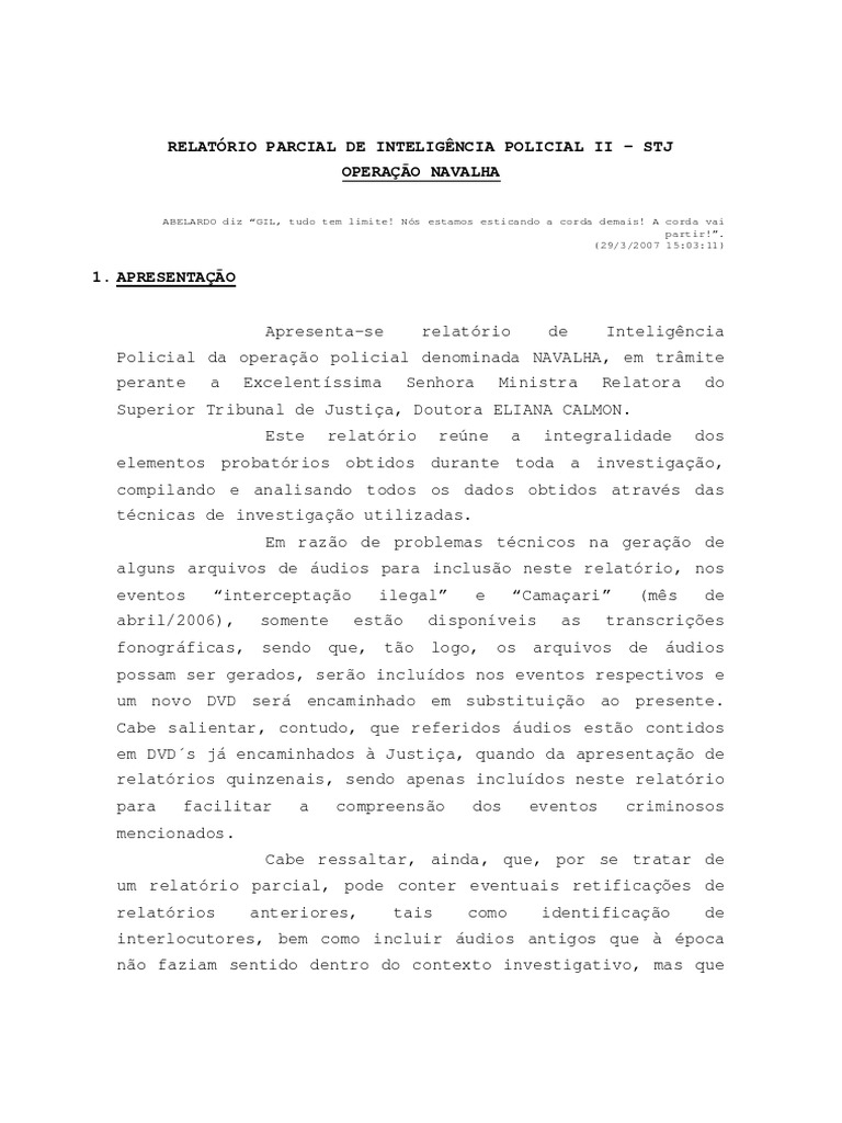 Relatorio Parcial de Inteligencia Policial II | PDF | Crime organizado ...
