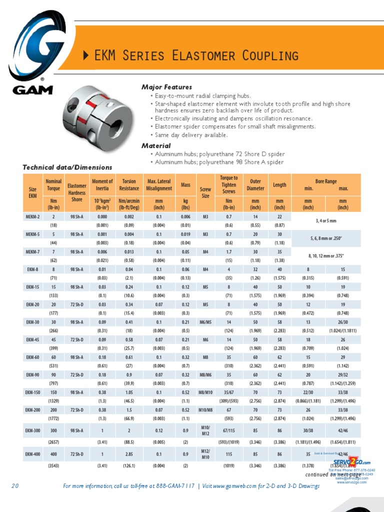 EKM Series Elastomer Coupling | PDF | Applied And Interdisciplinary Physics | Mechanics