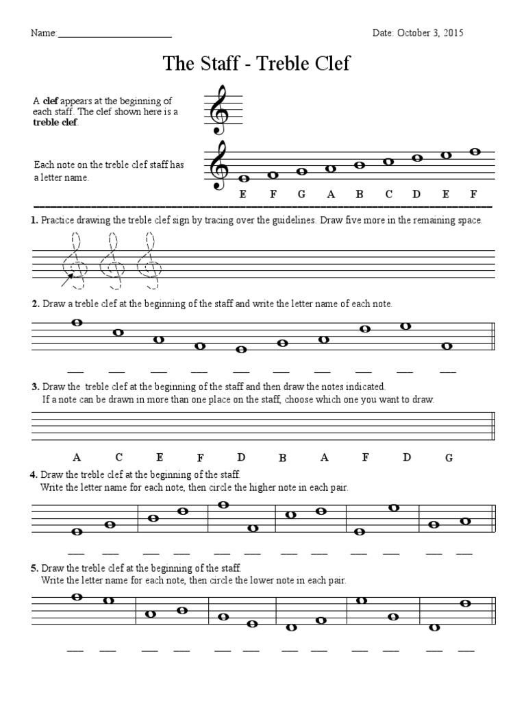 The Staff - Treble Clef | PDF