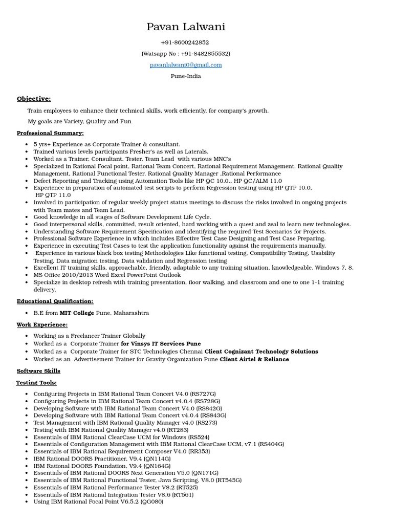 Pavan Lalwani Trainer Profile | PDF | Computing | Software
