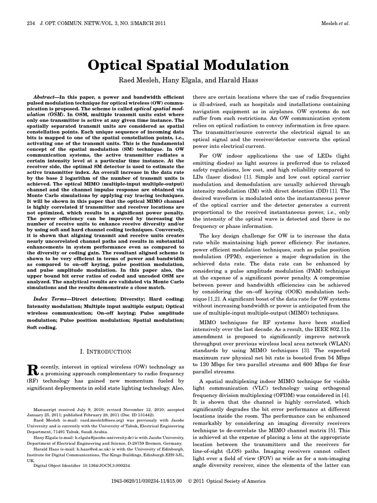 Optical Spatial Modulation | PDF