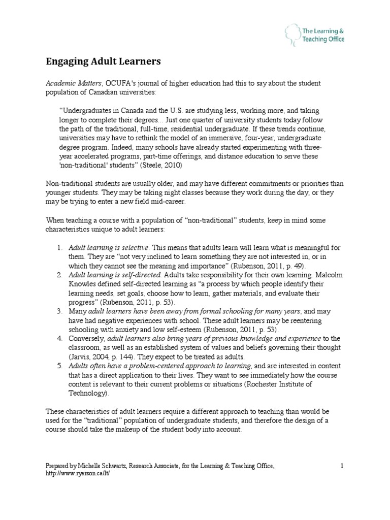 Engaging Adult Learners | PDF | Adult Education | Learning