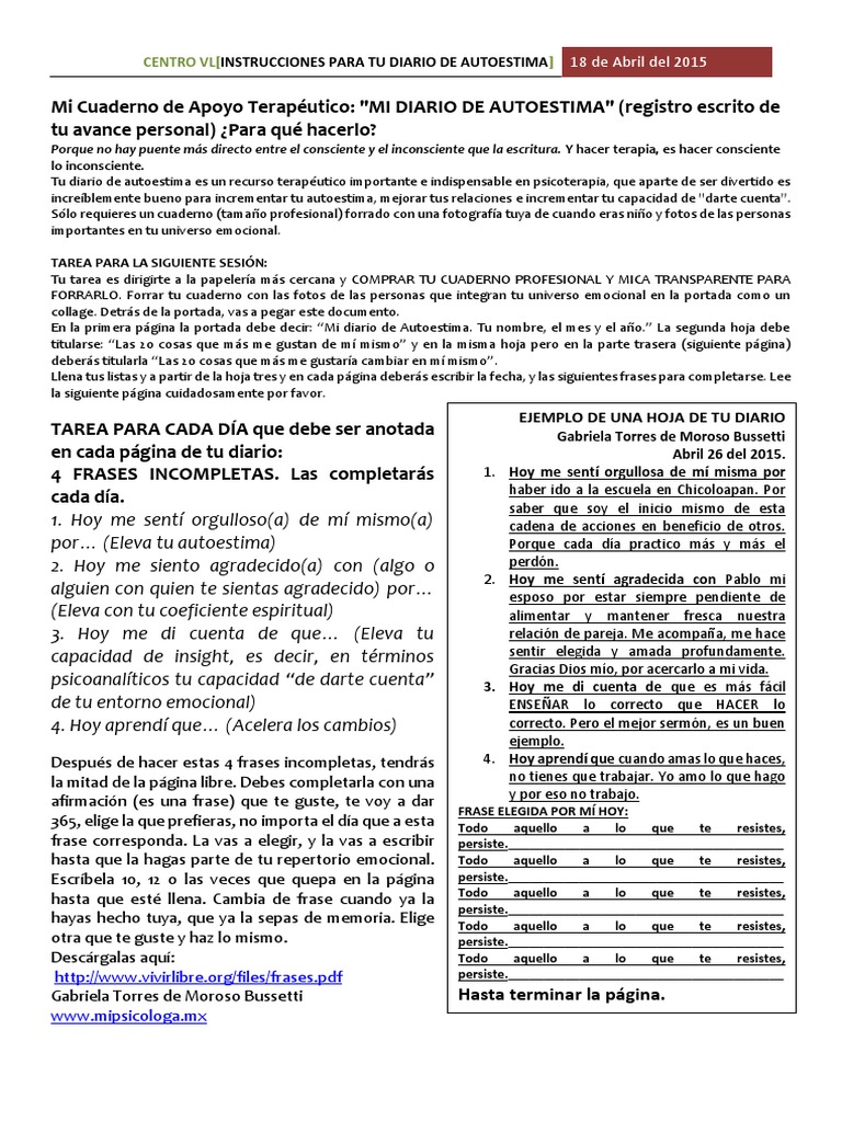 Diario de Autoestima | PDF