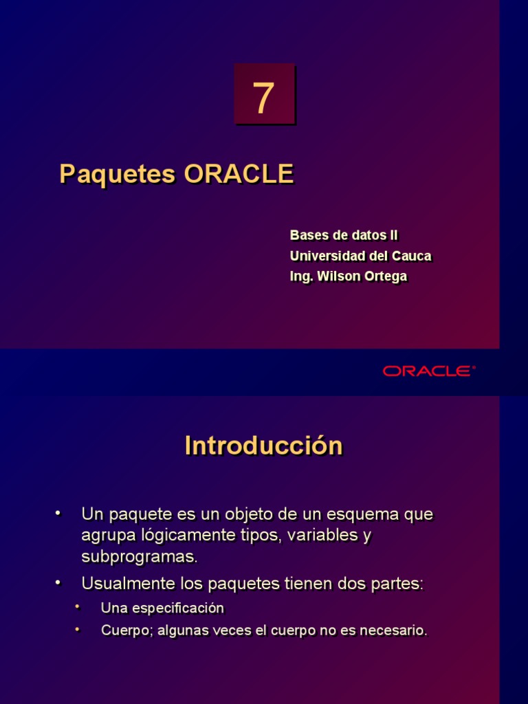 Paquetes ORACLE | PDF | Pl / Sql | Áreas de informática