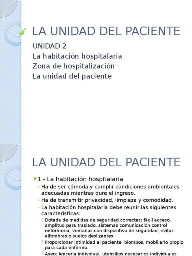 La Unidad Del Paciente | PDF | Hospital | Enfermería