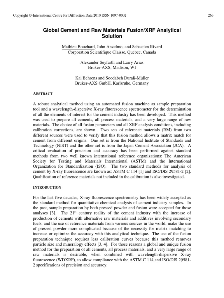 Global Cement and Raw Materials Fusion/XRF Analytical Solution | PDF ...